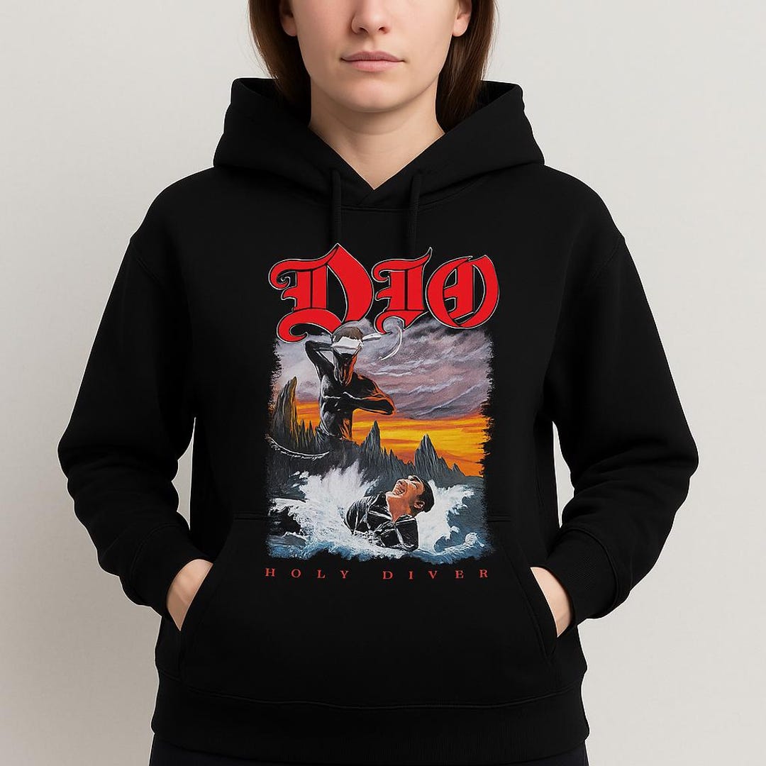 Dio Hoodie Holy Diver Album Cover Metal Band Merch Vintage Rock ...