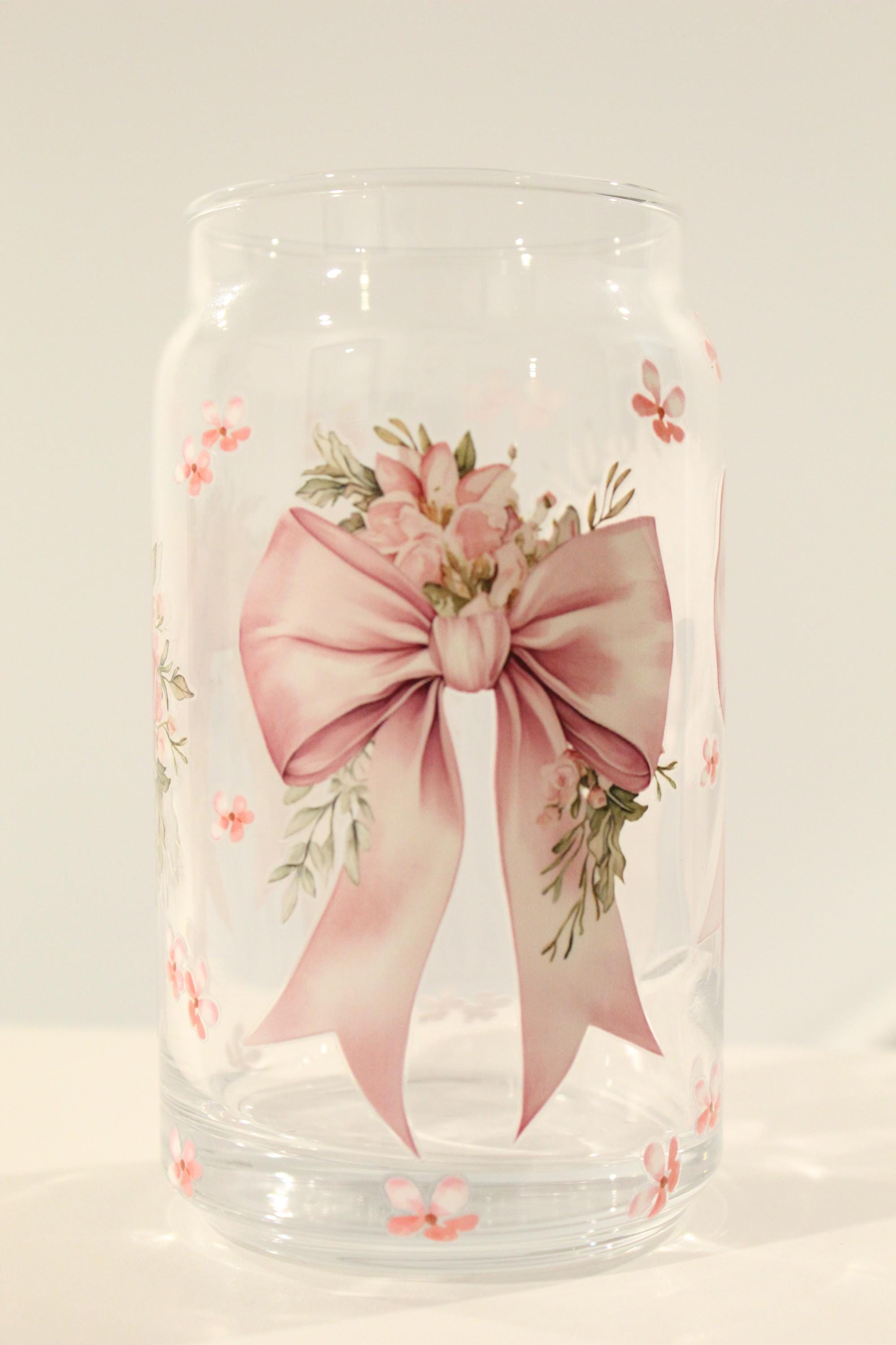 Cute Pink Bow Glass Cup - Etsy