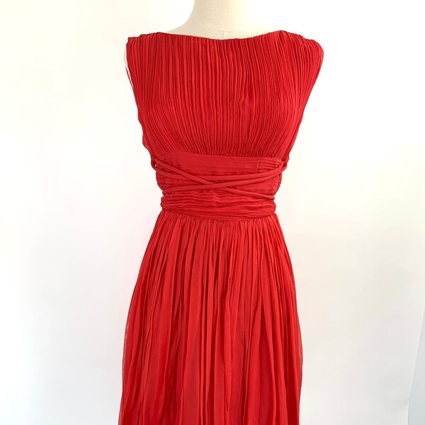 Red Chiffon Dress - Etsy
