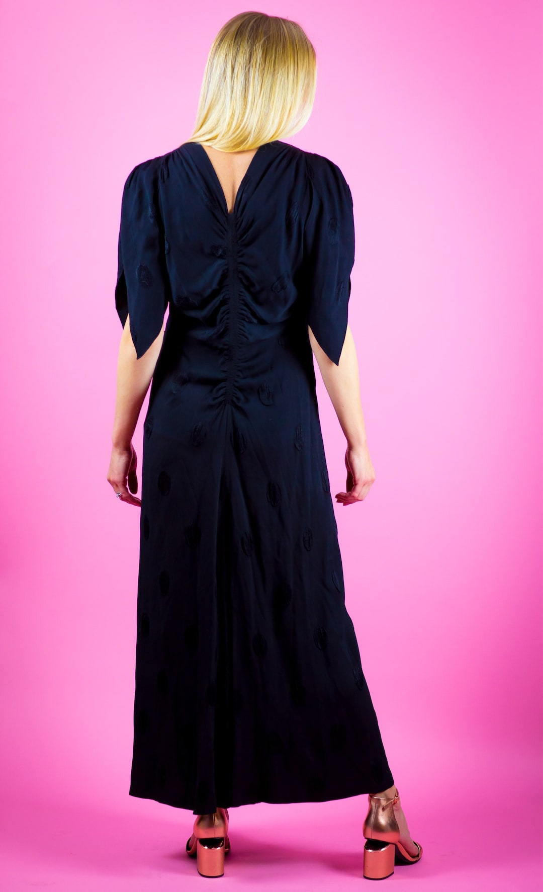 1930's Black Rayon Gown 40s 1930s 30s Polka Dot Gown Goth Princess Art ...