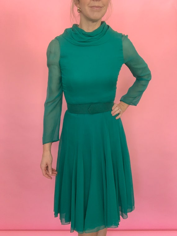 1960’s Chiffon Emerald Green Jean Louis Dress - Gem