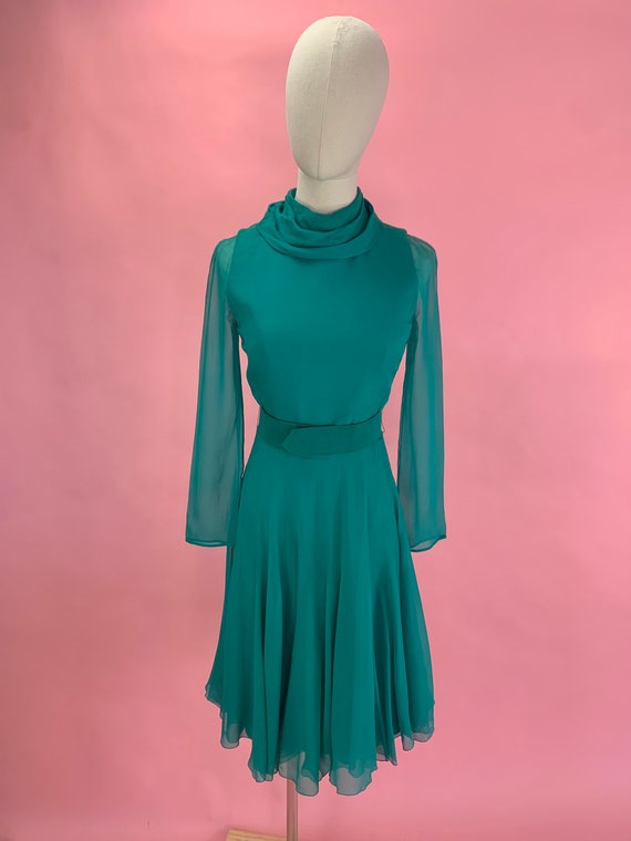 1960’s Chiffon Emerald Green Jean Louis Dress - Gem