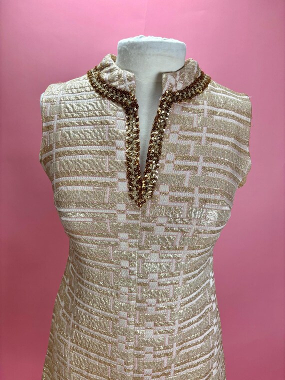 1960’s Geometric Gold Mini Dress - Gem
