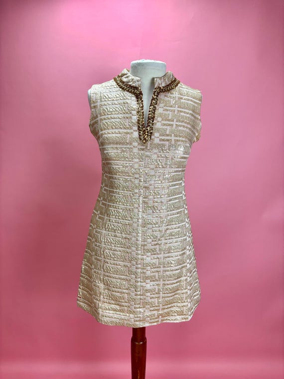 1960’s Geometric Gold Mini Dress - Gem
