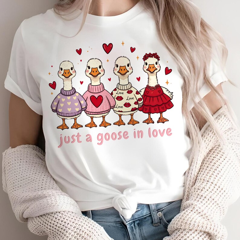 Funny Valentine Silly Goose PNG, Pink Coquette Goose Shirt Design, Duck ...