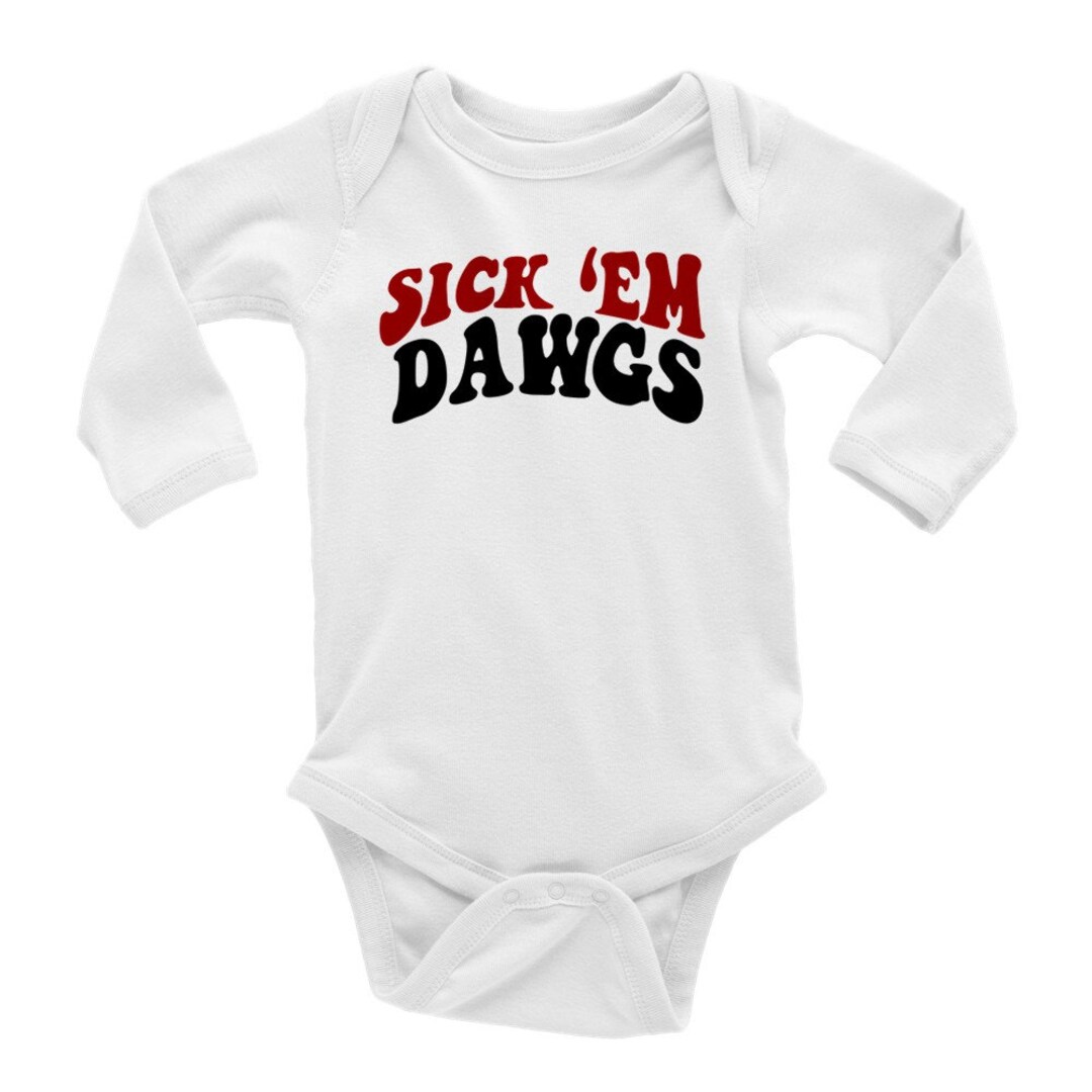 Sick 'em Dawgs Retro Baby Long Sleeve Onesie Georgia Bulldogs Georgia ...