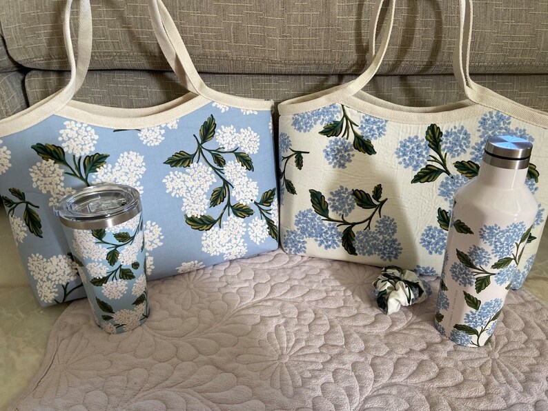 Handmade Japanese Style Tote Bag: Rifle Paper Co. Blue Hydrangeas - Etsy