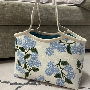 Handmade Japanese Style Tote Bag: Rifle Paper Co. Blue Hydrangeas - Etsy