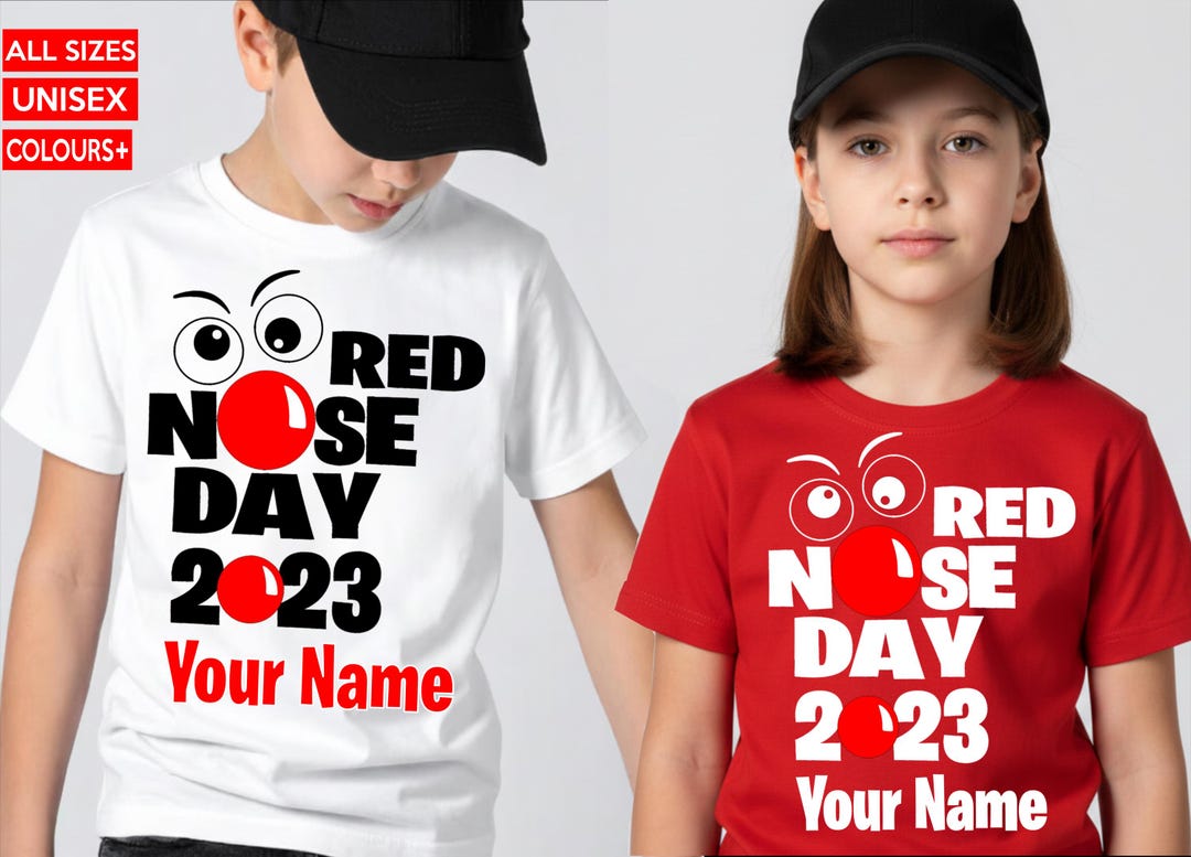 Custom Your Name Red Nose Day T Shirt, Smiley Red Nose Day Shirt - Etsy