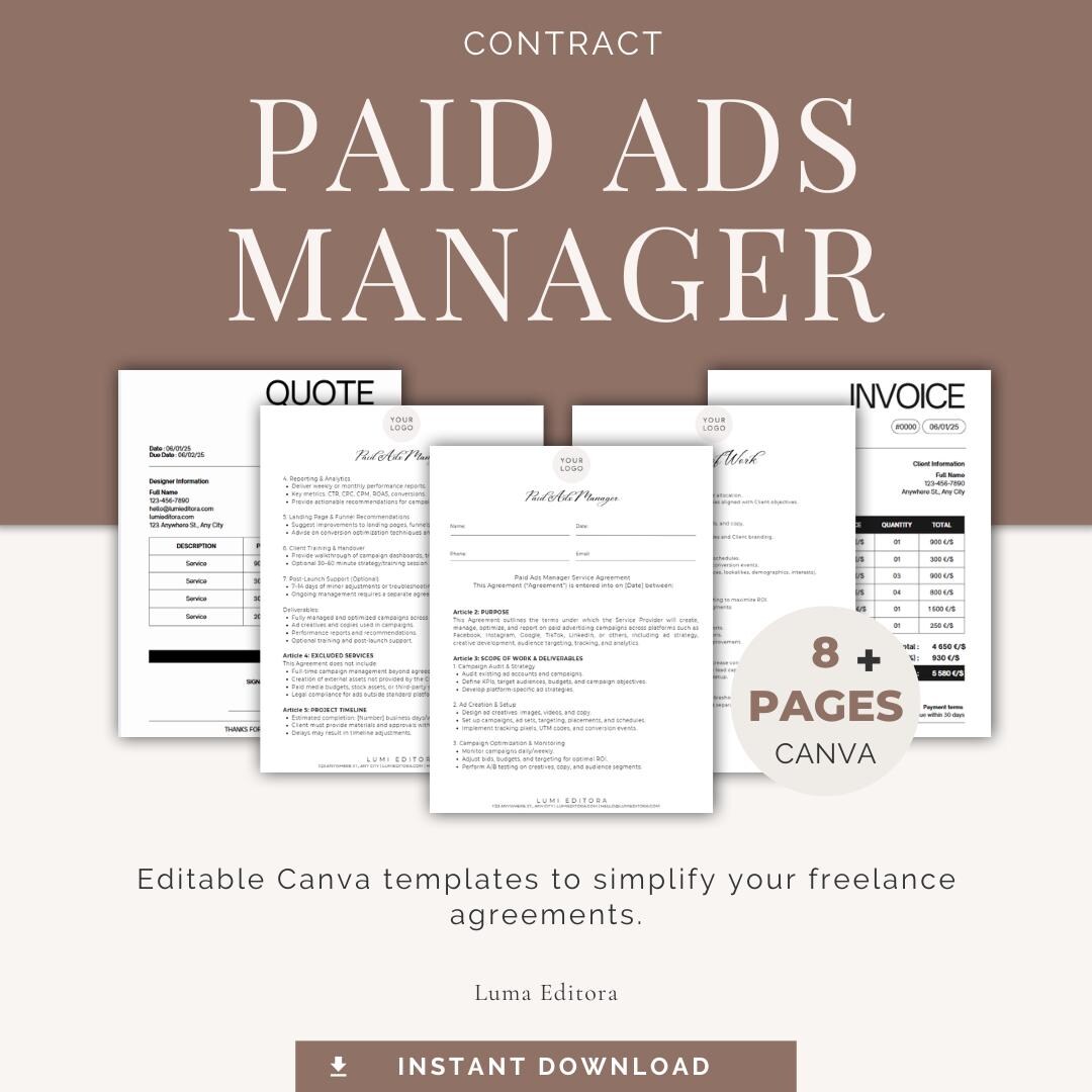 Paid Ads Manager Contract Template - Etsy