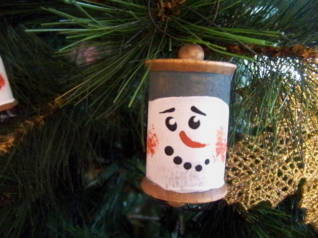 Chunky Wood Spool Snowman - Etsy