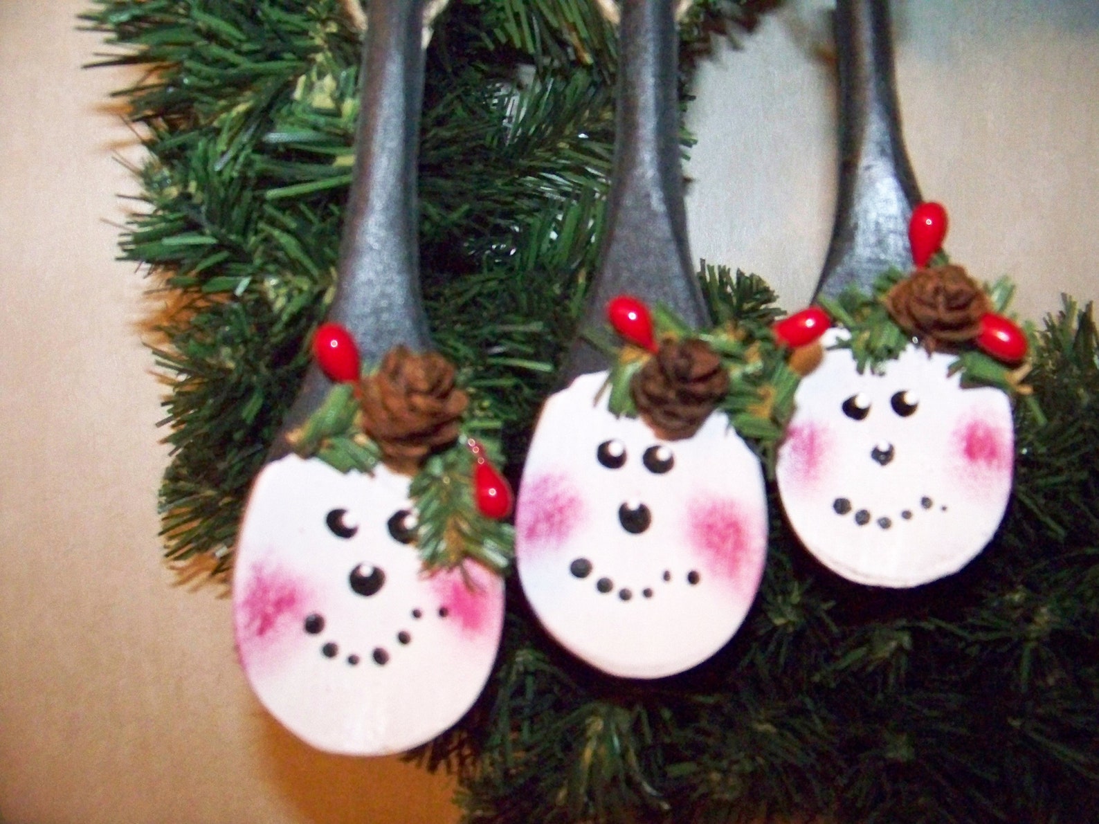 Snowman Wood Spoon Ornament, Snowmen, Christmas Ornament, Farmhouse ...
