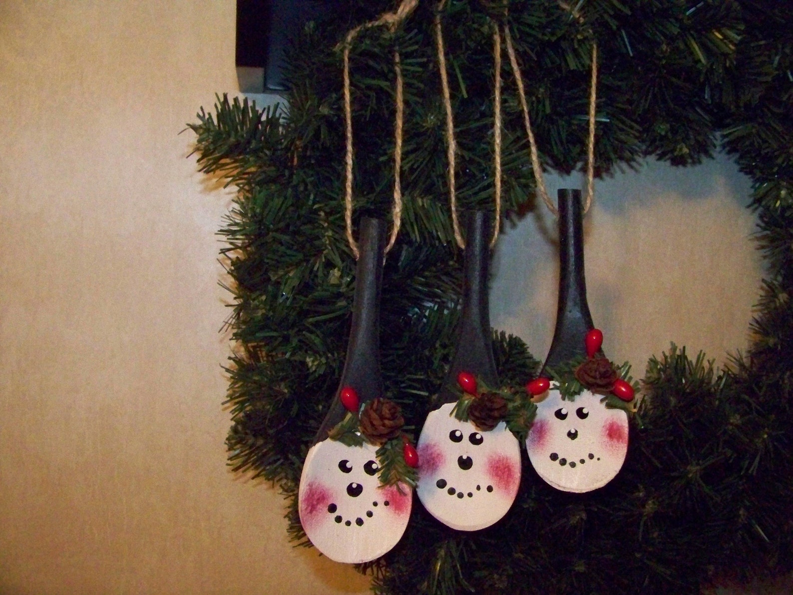 Snowman Wood Spoon Ornament, Snowmen, Christmas Ornament, Farmhouse ...