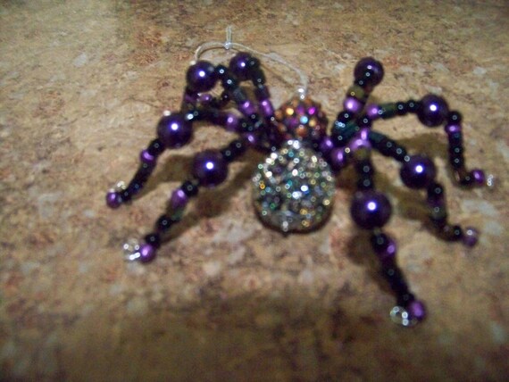 House Spider Fall Spider Purple and Black Spider Beaded - Etsy