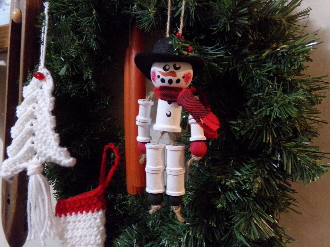 Snowman Spool Doll - Etsy
