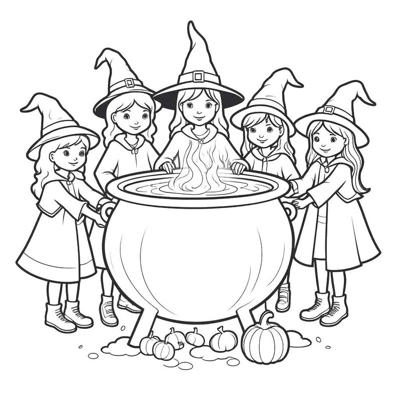 13 Whimsical Halloween Coloring Page for Kids or Adults – Instant ...