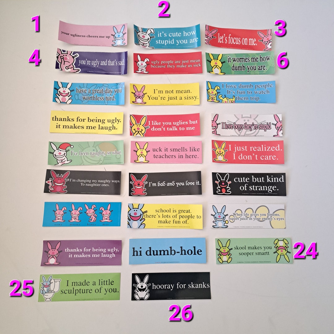 It's Happy Bunny Y2K Bumper Stickers Vintage - Etsy