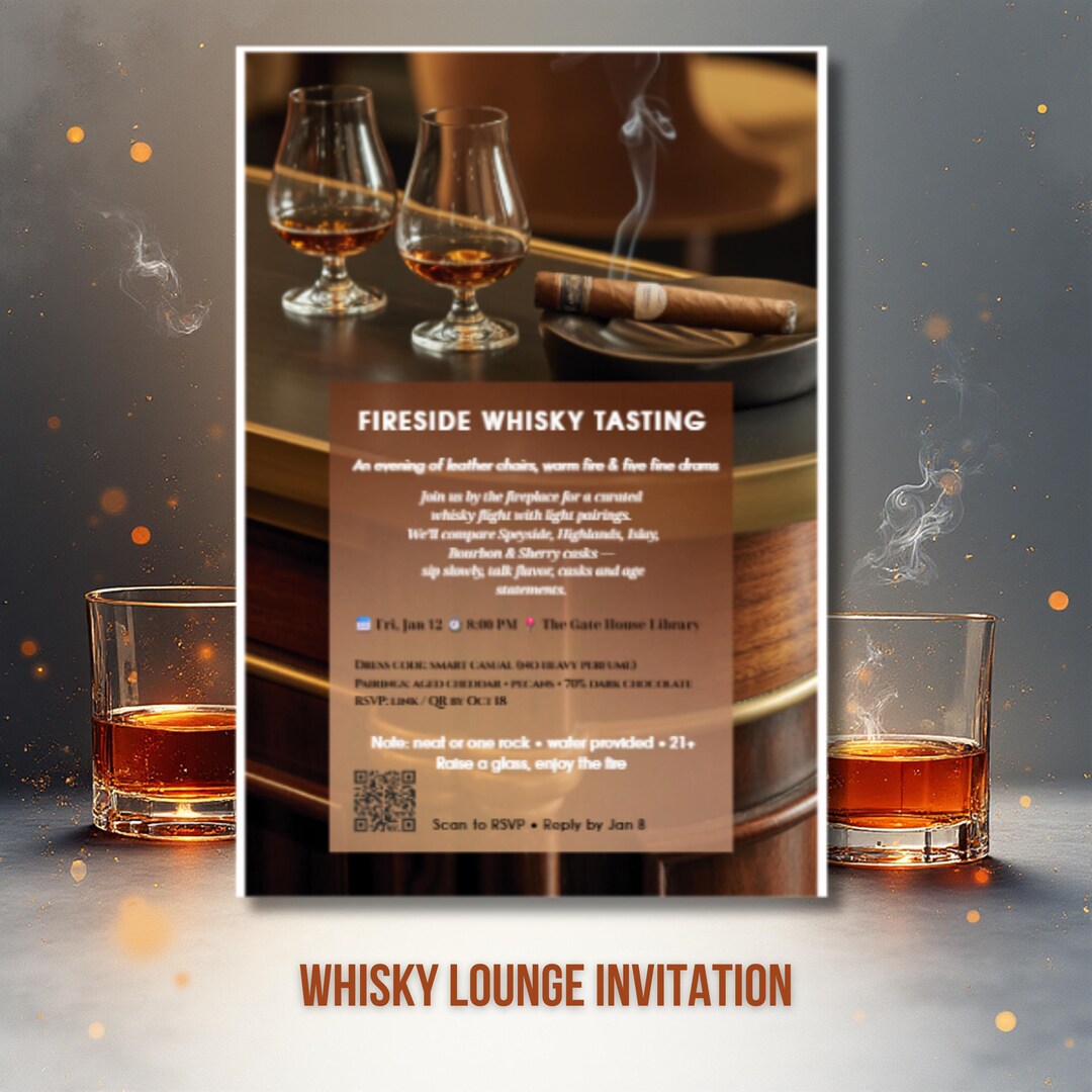 Whiskey Invitation Template Canva Editable Speakeasy Style Digital ...