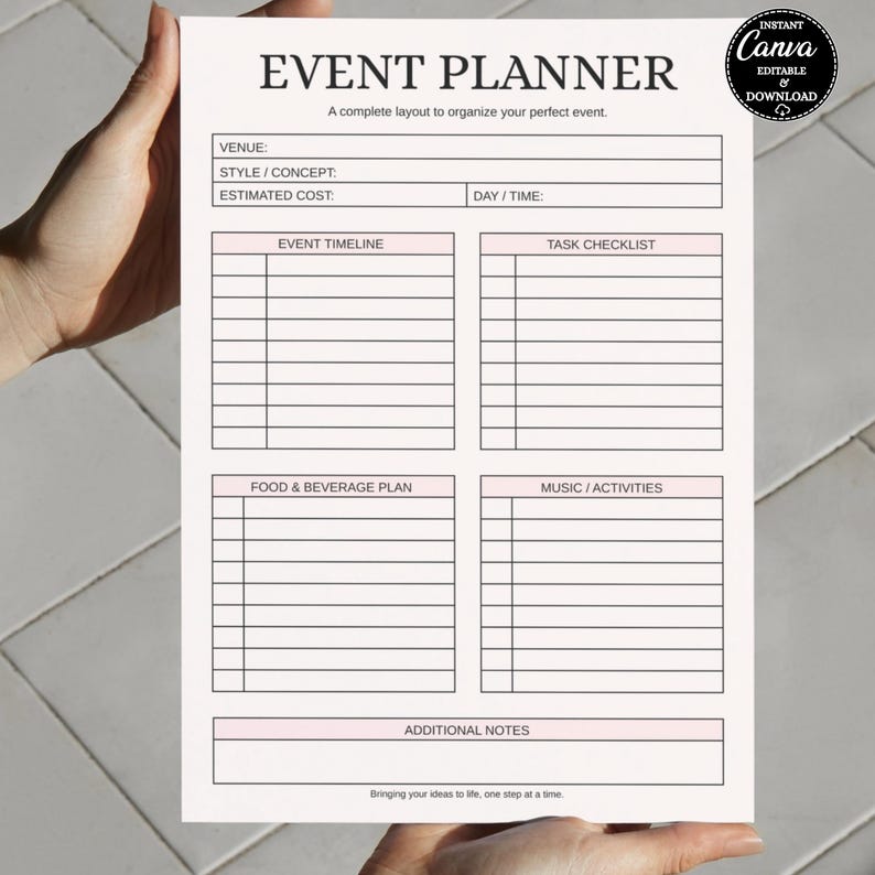 Editable Event Planner Template, Corporate Event Checklist, Family ...