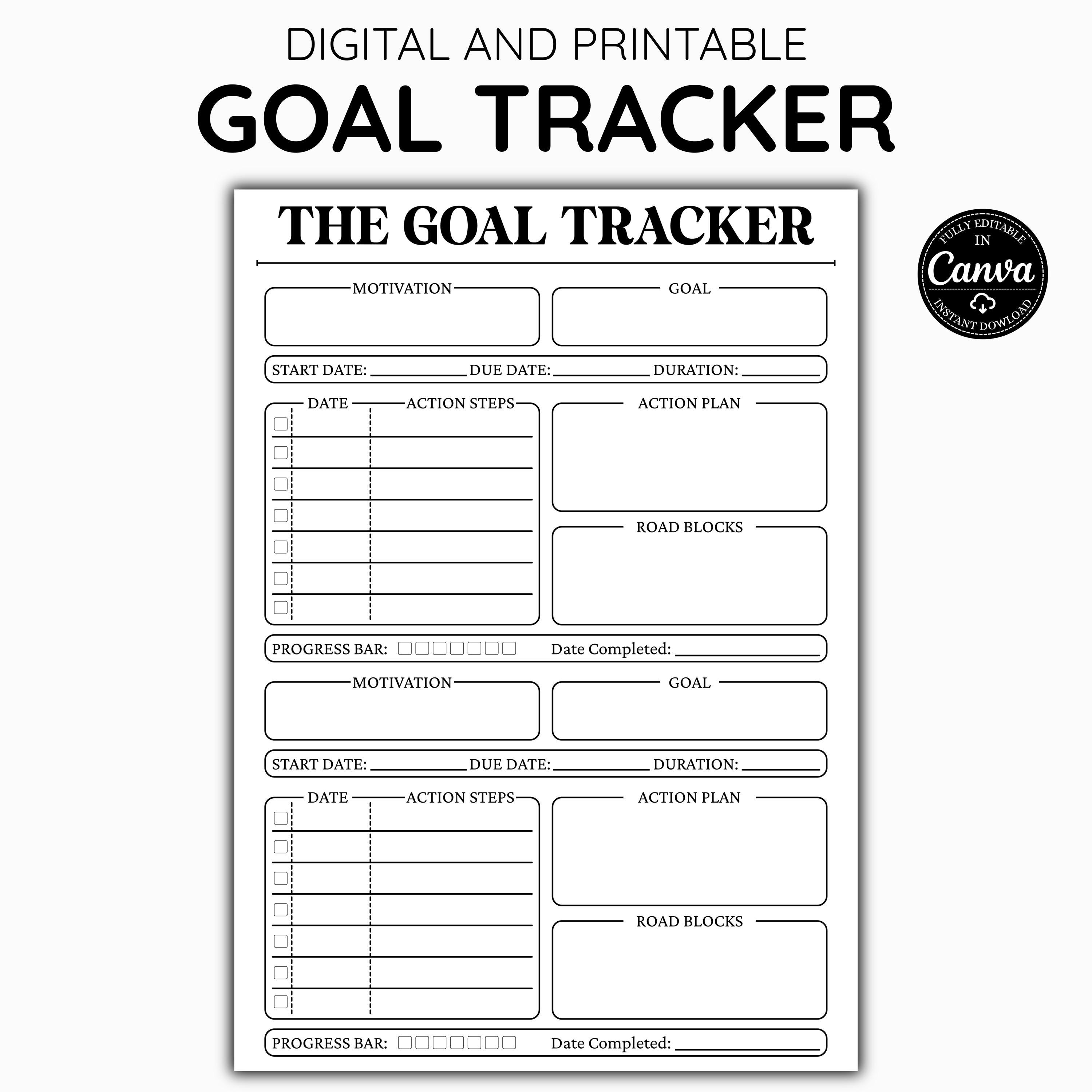 SMART Goal Tracker Printable, Minimal Action Plan & Progress Tracking ...