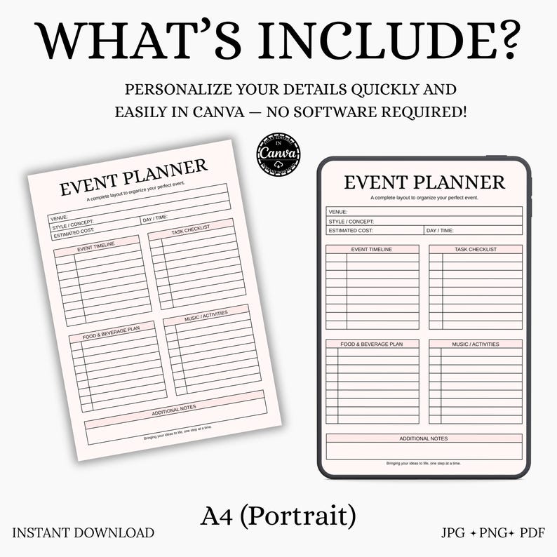 Editable Event Planner Template, Corporate Event Checklist, Family ...