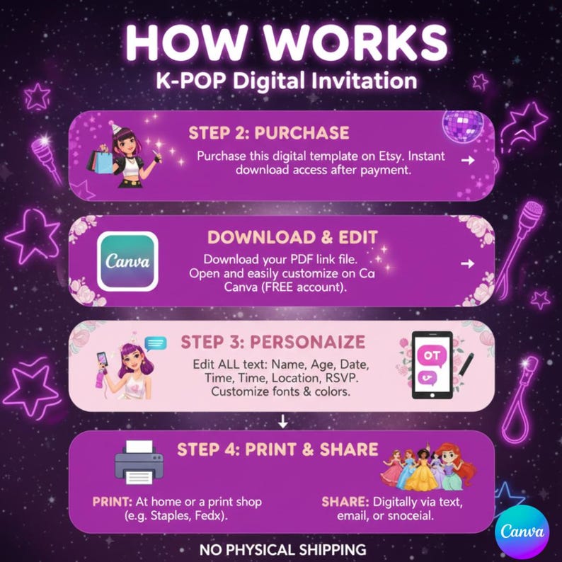 Editable Canva K Pop Demon Hunter Style Birthday Invitation Template ...