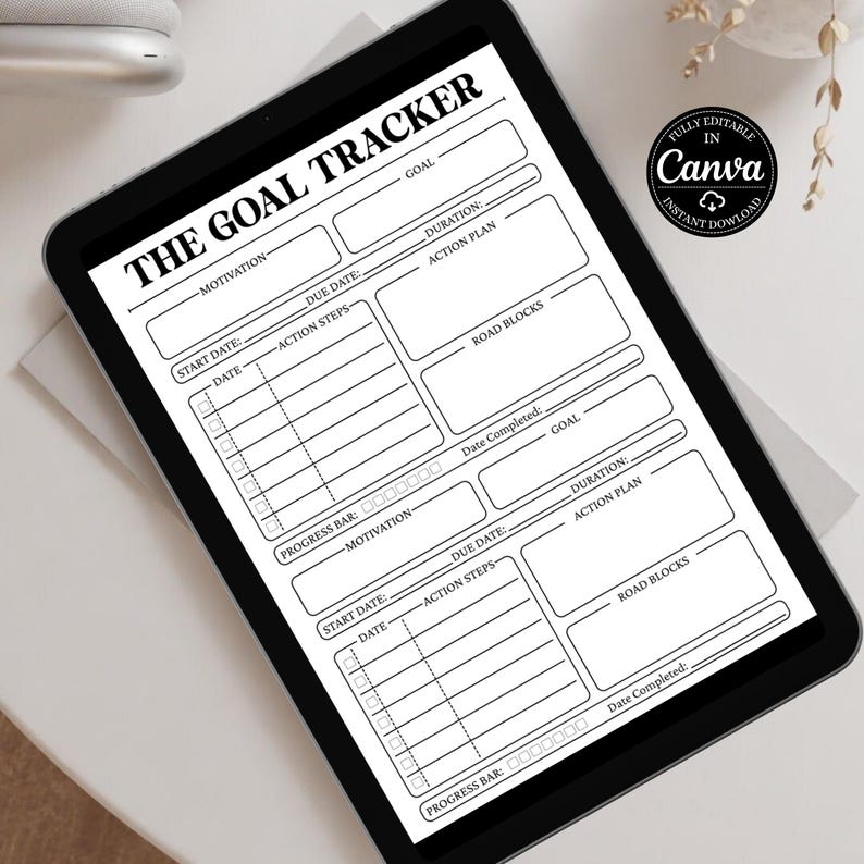 SMART Goal Tracker Printable, Minimal Action Plan & Progress Tracking ...