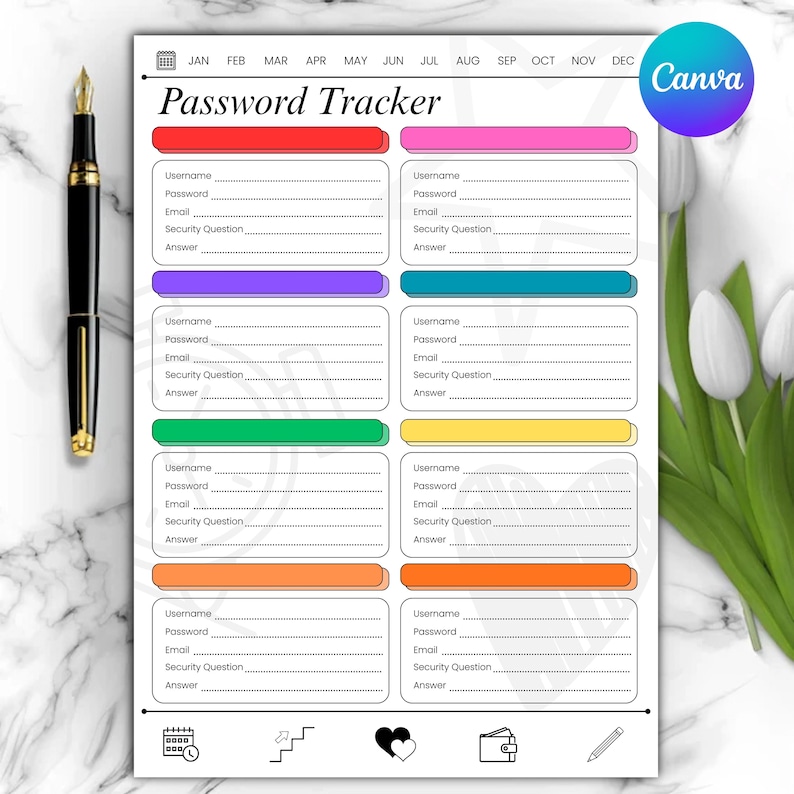 Editable Password Tracker Printable – Fillable Password Log & Address ...