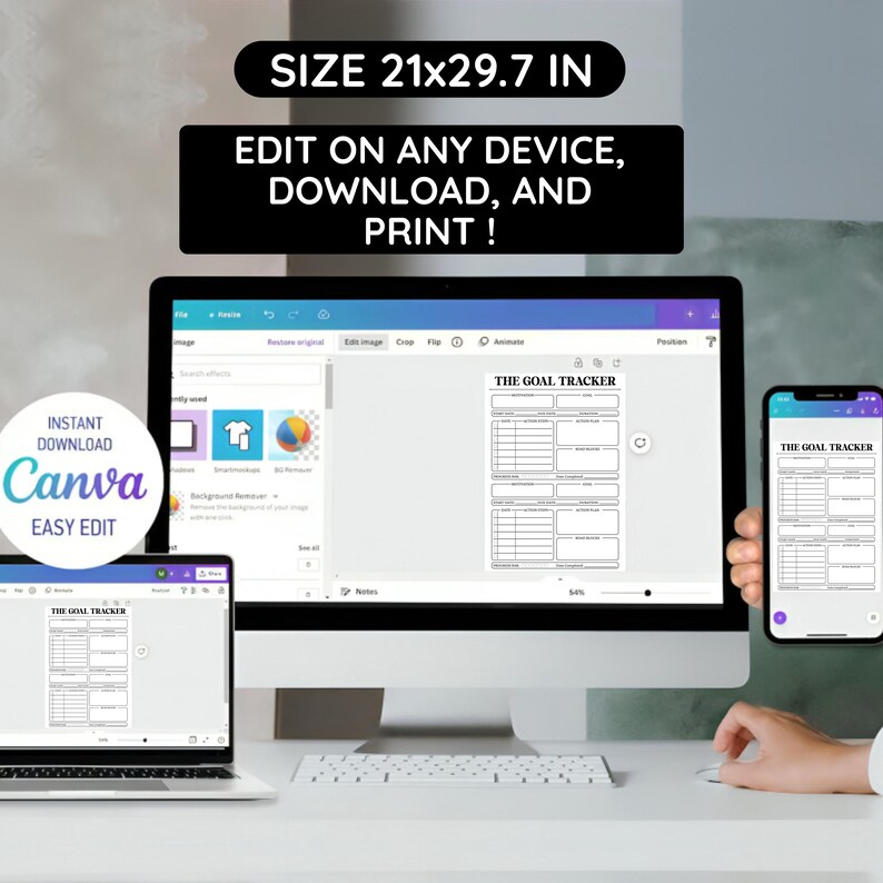 SMART Goal Tracker Printable, Minimal Action Plan & Progress Tracking, Productivity Template ...