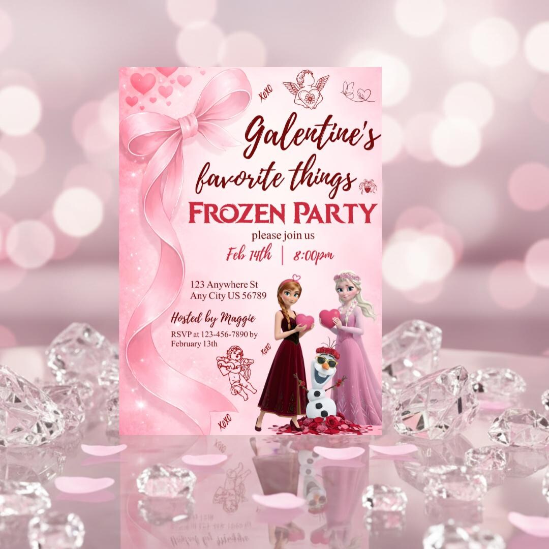 Editable Ice Princess Valentine Birthday Invitation Canva Template,snow ...
