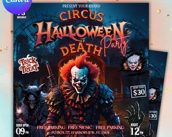 Editable Halloween Party Flyer Template: Social Media, Canva (instant ...
