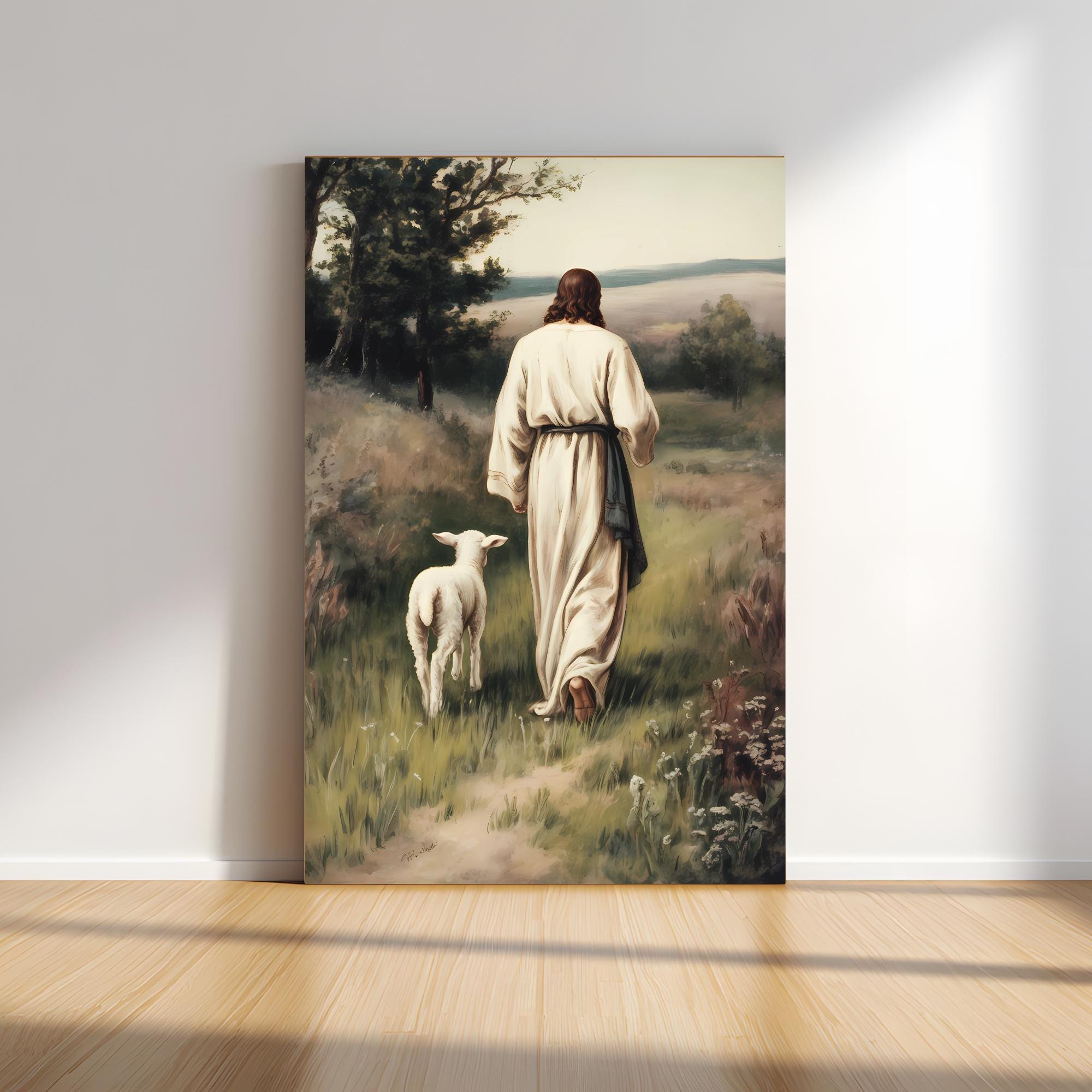 Good Shepherd Lost Sheep Print: Christian Bible Parable Art (digital ...