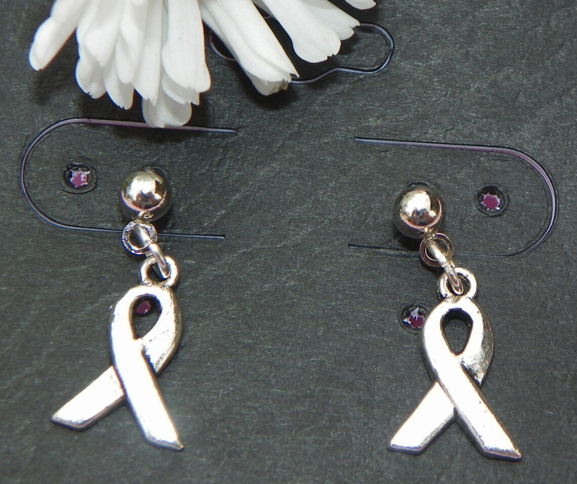 Cancer Ribbon Earrings Cancer Awareness Earrings Ribbon - Etsy