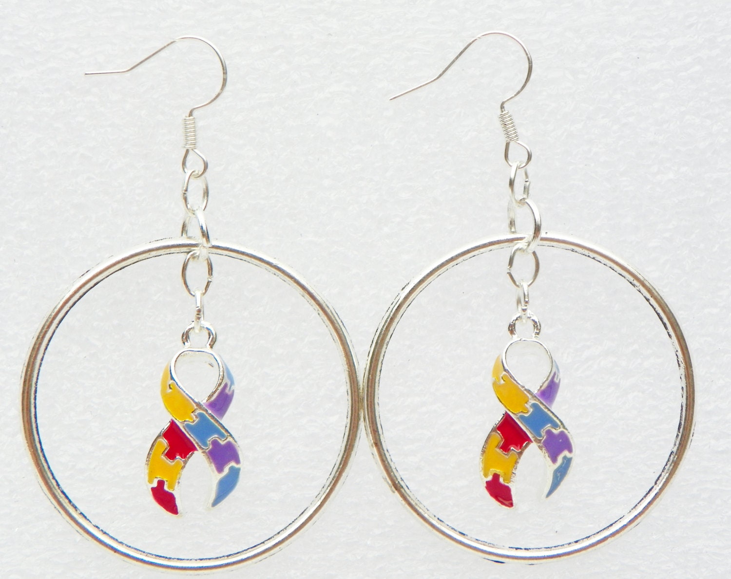 Autism Ribbon Earrings autism hoop earrings autism awareness | Etsy