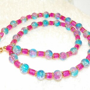 Blue Aqua Necklace hot pink necklace blue necklace aqua | Etsy