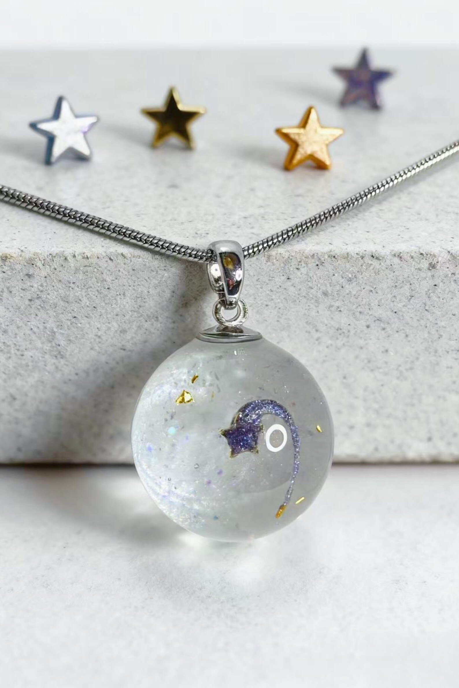 Personalized Glow-in-the-dark Meteor Resin Couple Necklace - Luminous ...