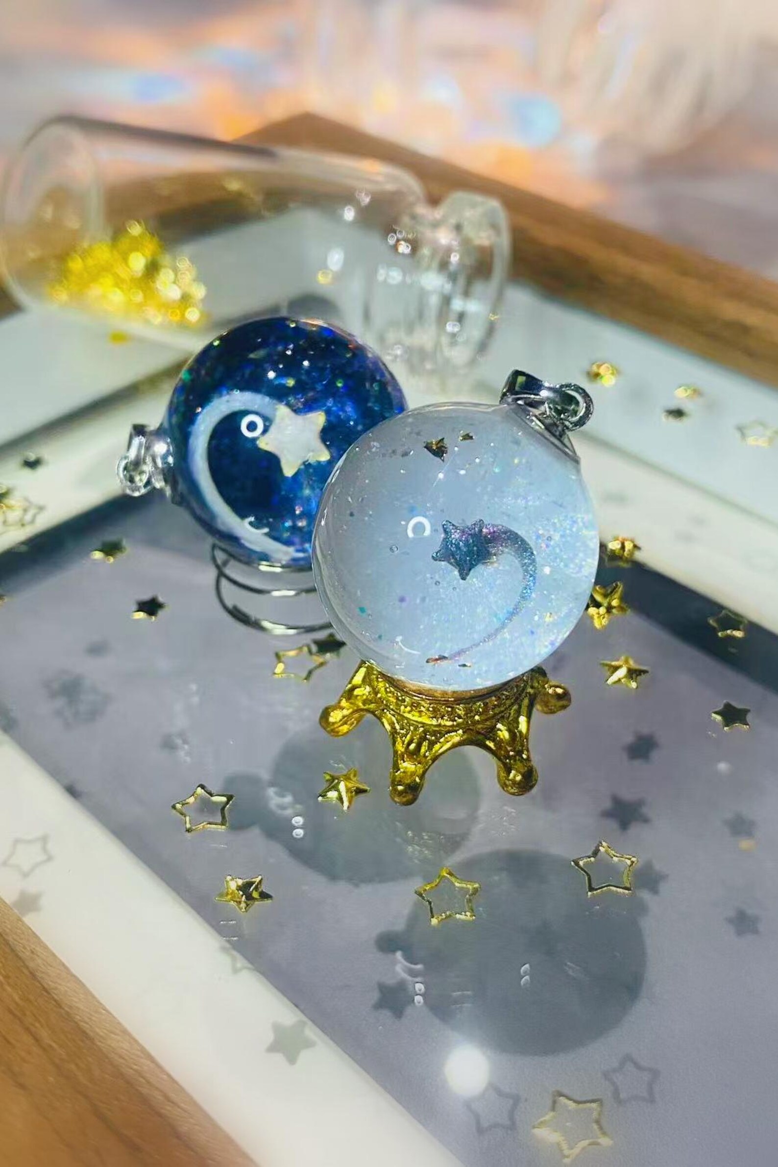 Personalized Glow-in-the-dark Meteor Resin Couple Necklace - Luminous ...
