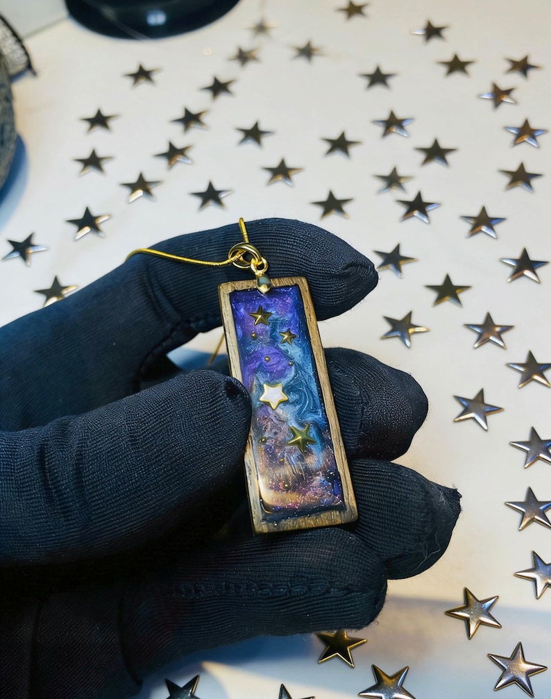 Van Gogh Starry Night Wood Resin Pendant – Glow-in-the-dark Star ...