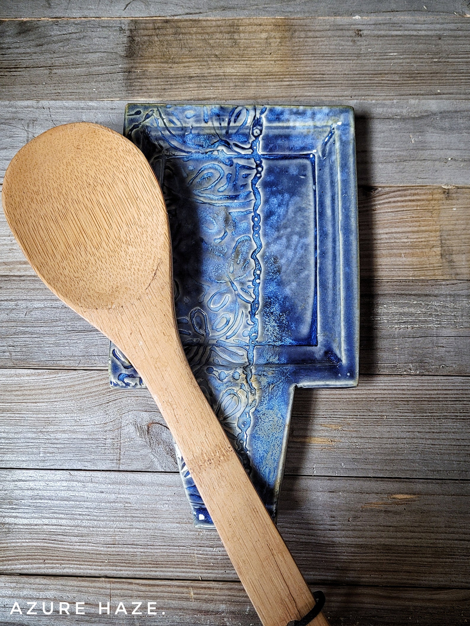 Pottery Spoon Rest / Square Spoon Holder / Stamped Ceramic Spoon Rest ...