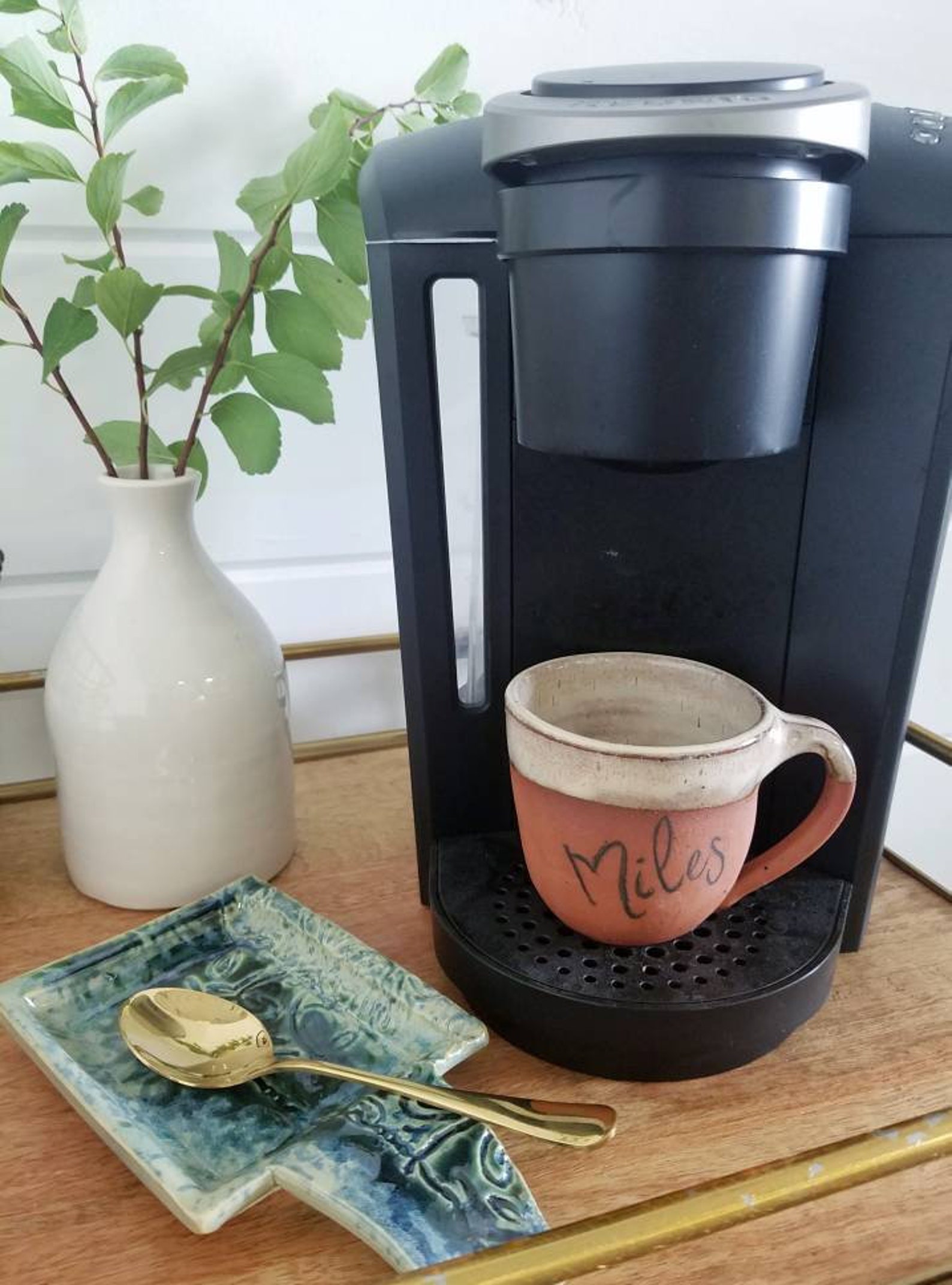 Pottery Spoon Rest / Square Spoon Holder / Stamped Ceramic Spoon Rest ...