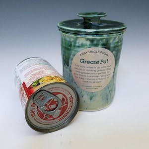 Grease Pot / Ceramic Grease Holder / Bacon Grease Container / Jar With ...