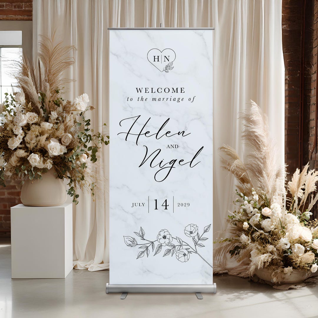 Wedding Welcome Banner Template, Editable Digital Marriage Reception ...