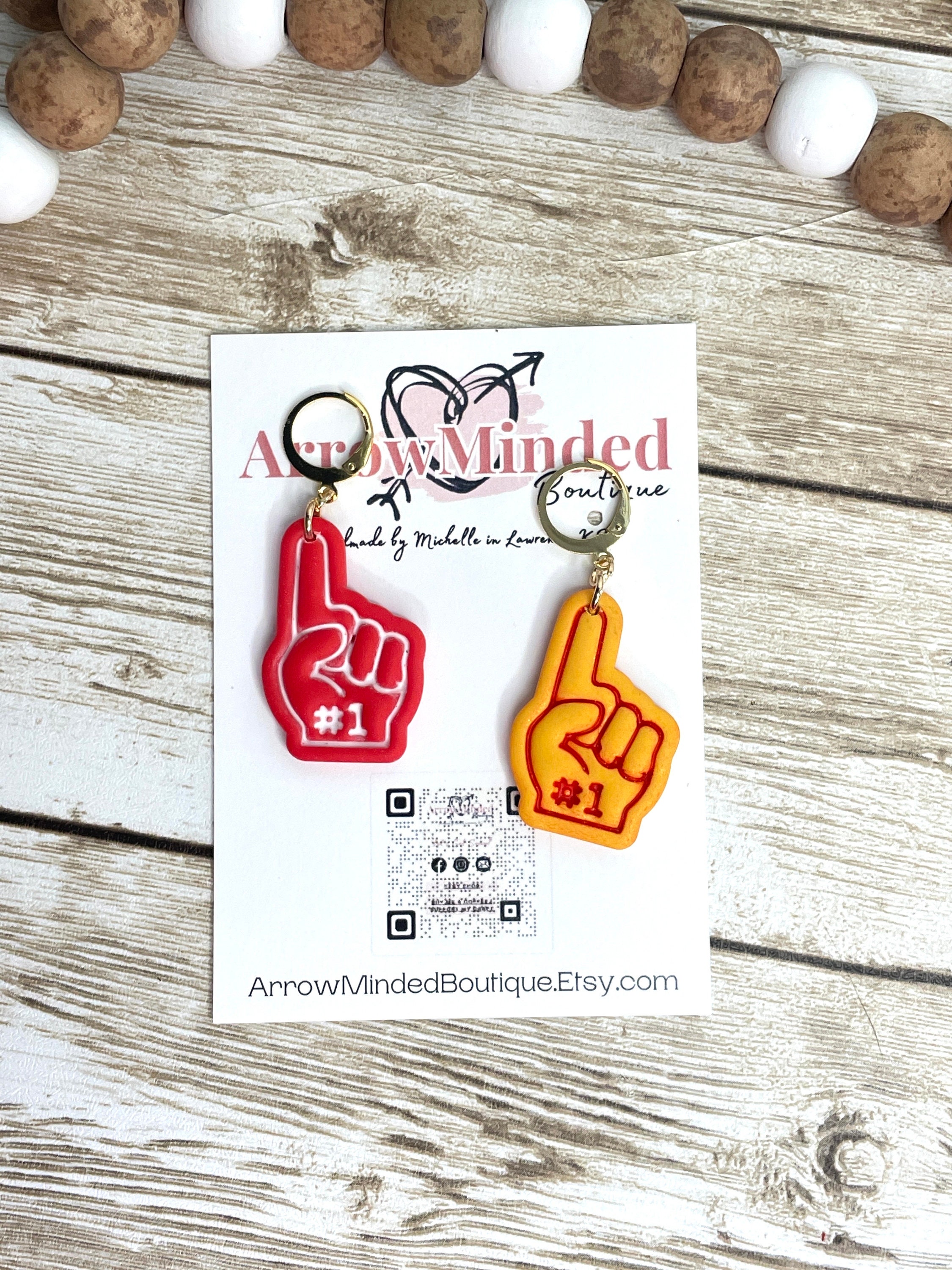 Kansas City Chiefs Foam Finger Huggie Earrings, Game Day Accessories ...