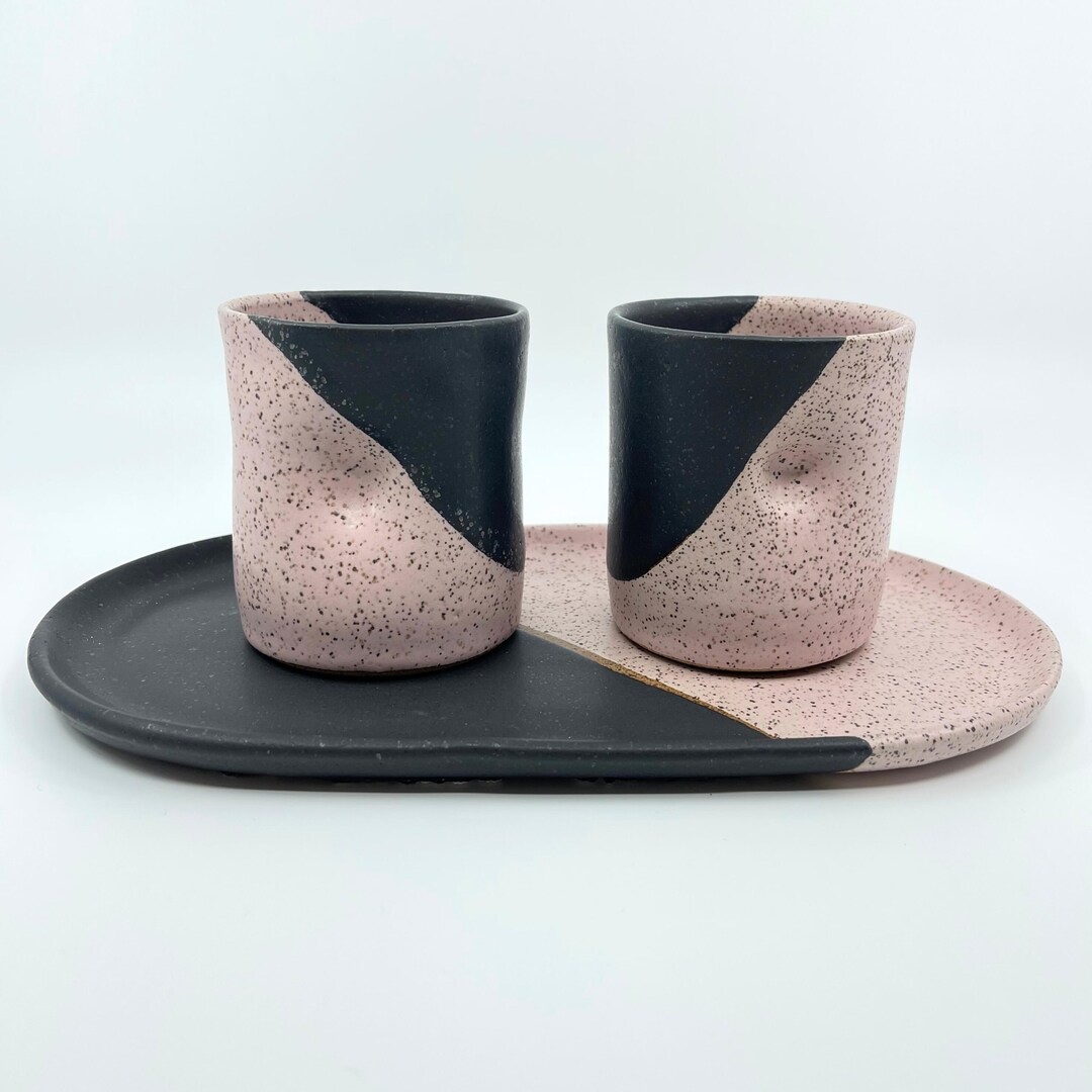 Handmade Ceramic Dimple Mug and Plate Set - Etsy