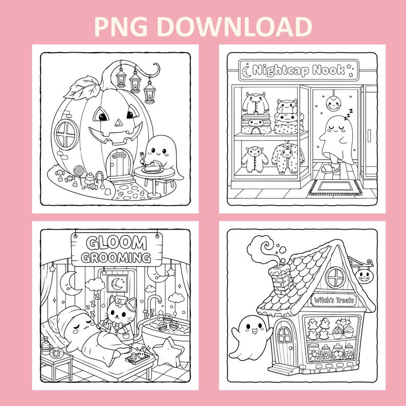 Spooky Cozy Coloring Book PDF– 30 Printable Pages for Kids & Adults ...