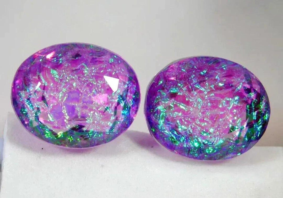 80-82 Ct Oval Monarch Fire Opal Gemstone Pair: Lab Created - Etsy