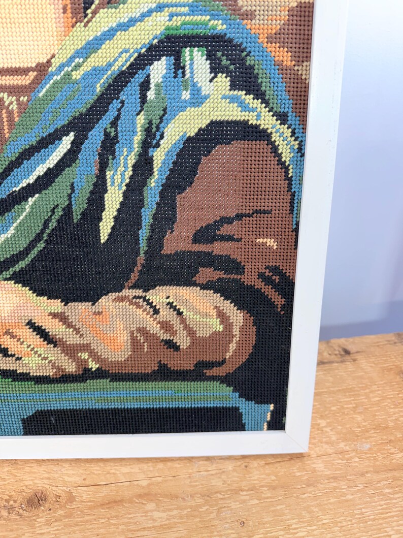 Vintage Pop Art Mona Lisa Needlepoint | Mid-century Fiber Art | 1970s ...