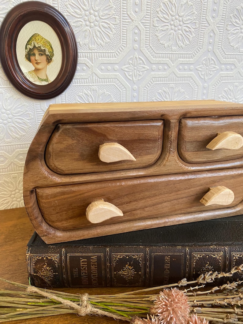 Vintage Bandsaw Box | Handcrafted Studio Woodworking Jewelry Chest With ...