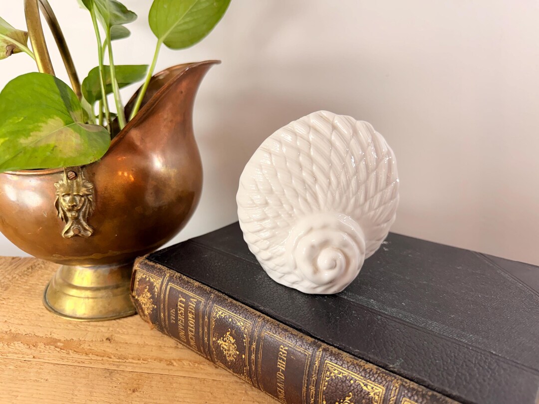 Vintage Ceramic Seashell Tealight Holder - White Turban Shell Votive ...