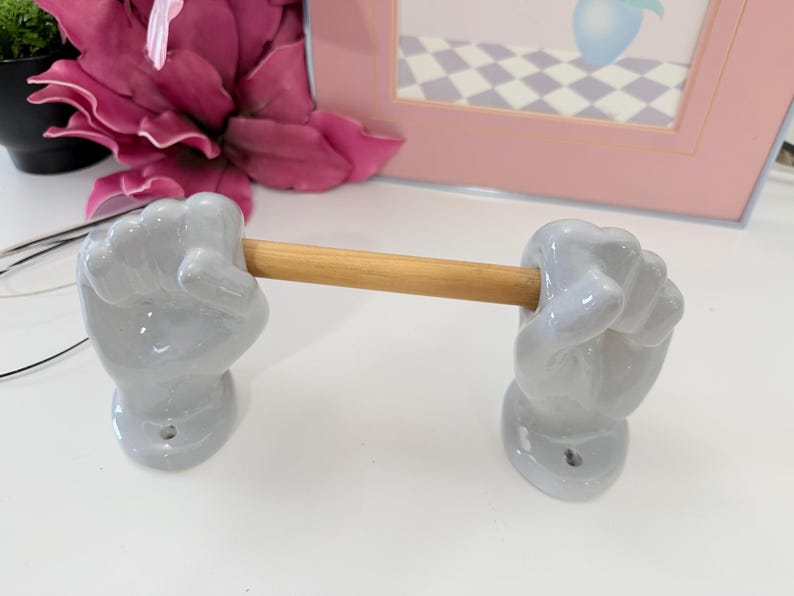 Vintage Ceramic Toilet Paper Holding Hands Towel Holder | Vintage Gray ...